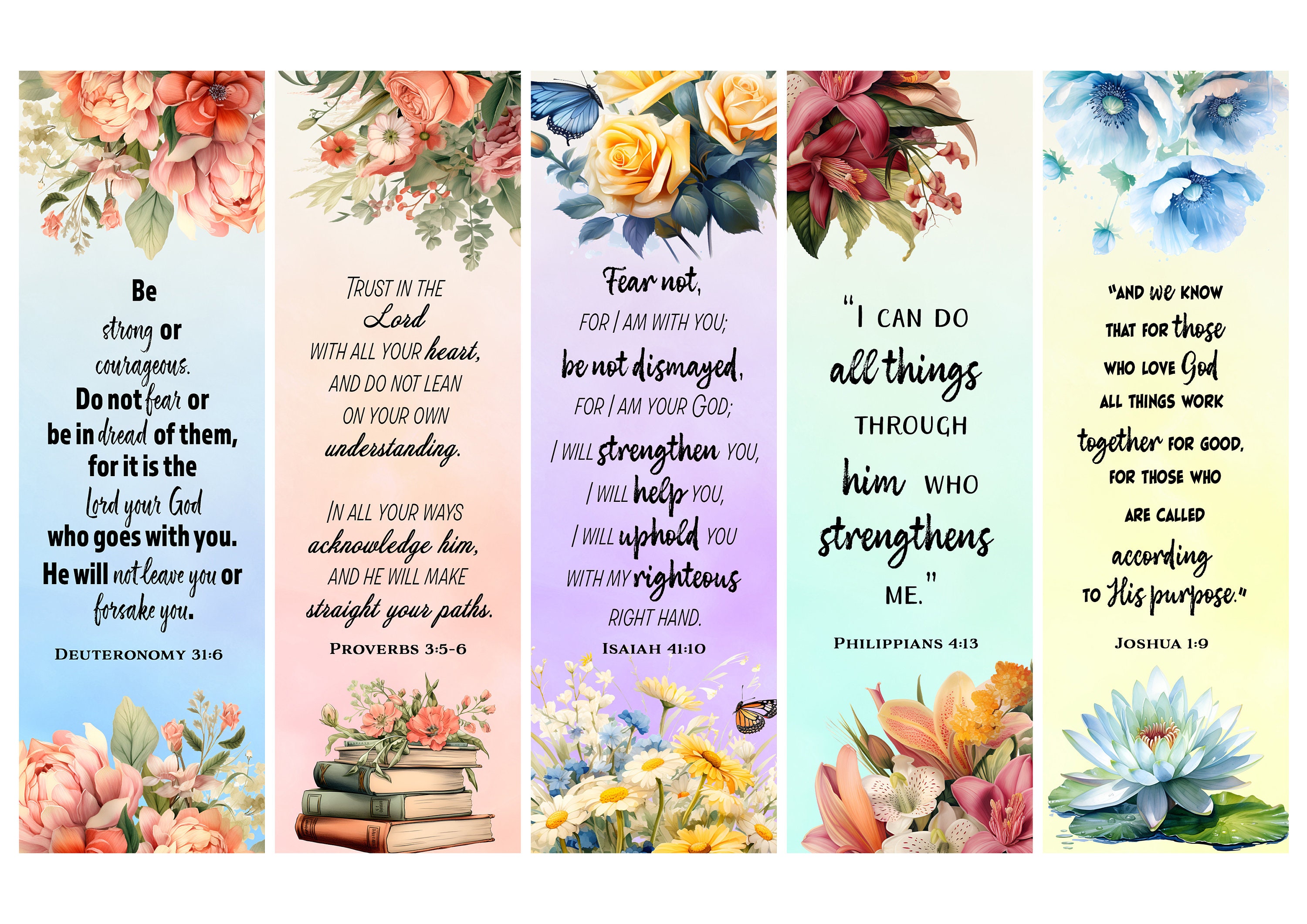 Bible Verse Digital Bookmarks | Floral Bible Verse | Printable ...