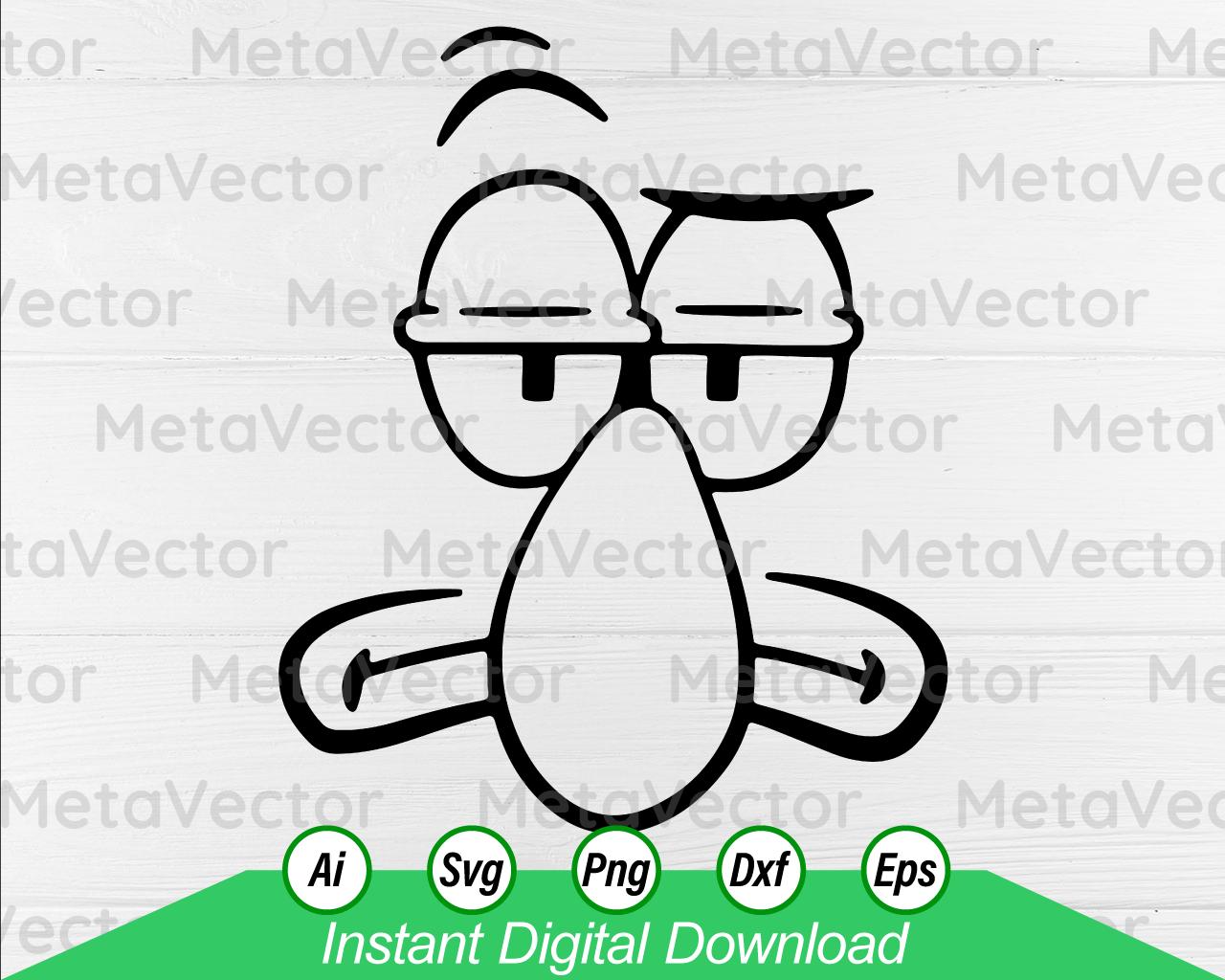 Squidward Face Svg, Svg Face Cricut, Cartoon Face Svg, Cartoon ...
