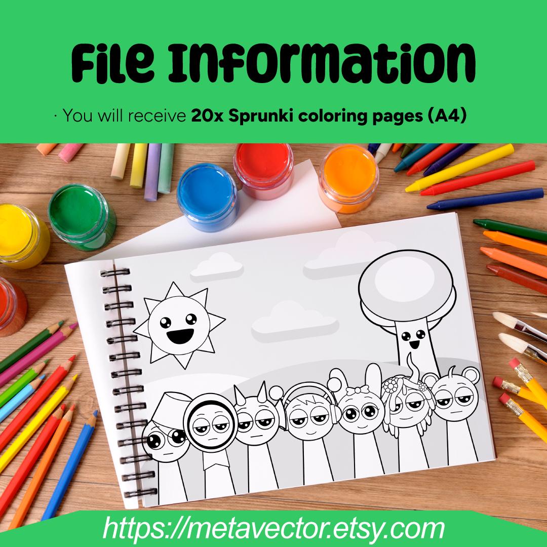 20 Sprunki Coloring Book.characters Printable Coloring Pages A4 for ...