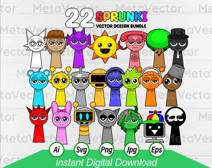 Incredibox Sprunki Svg Bundle Sprunki Outline Coloring Pages Sprunki ...