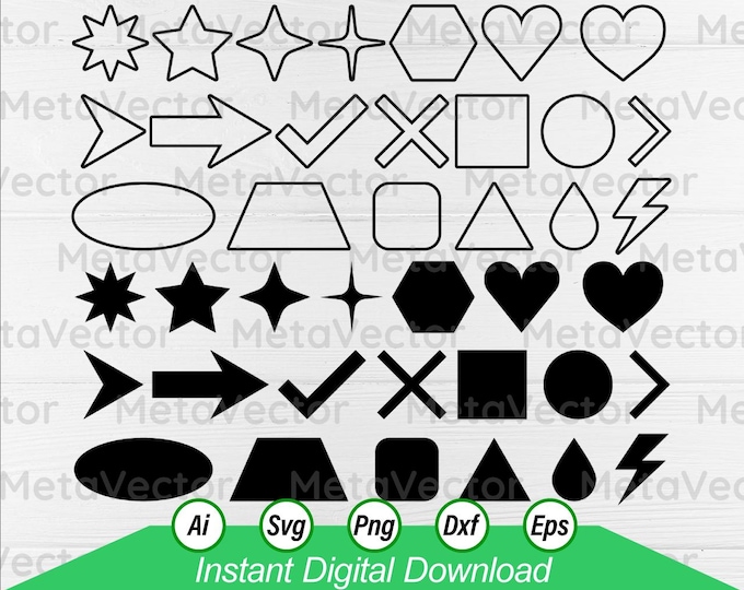 Basic Shapes Svg Clip Art With Commercial License - Digital Frames ...