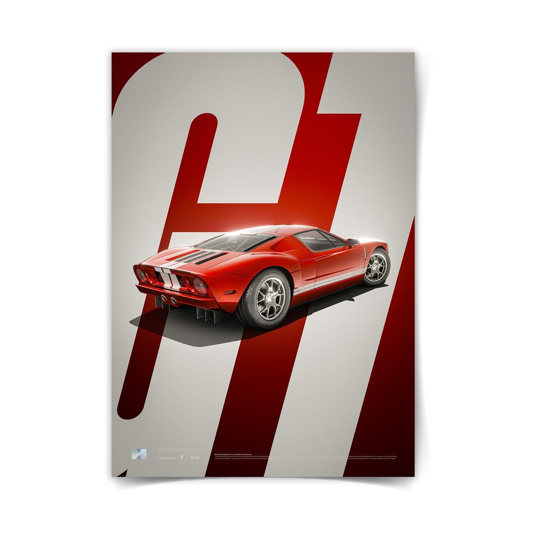 2005 Ford GT Red Poster – Classic Giclée Print 50x70 Cm | Limited ...