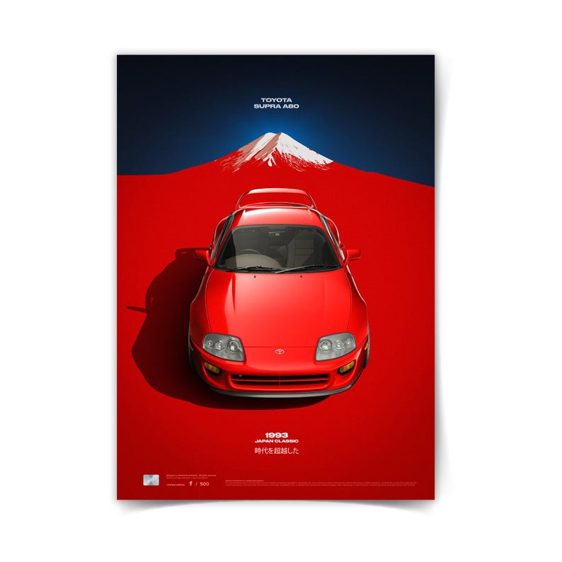 1993 Toyota Supra A80 Red Fuji Poster – Classic Giclée Print 50x70 Cm ...