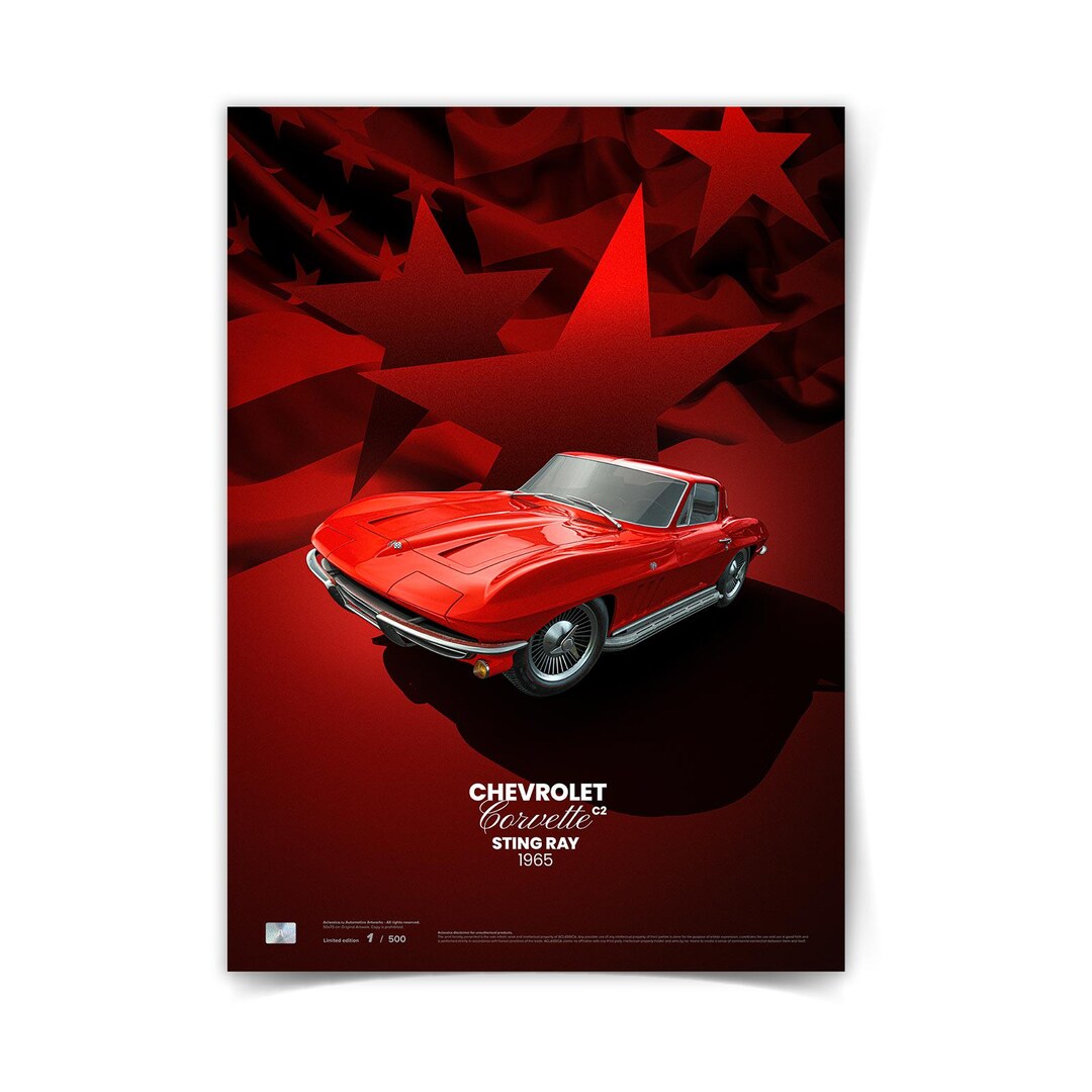 1965 Chevrolet Corvette C2 Red Poster – Classic Giclée Print 50x70 Cm ...