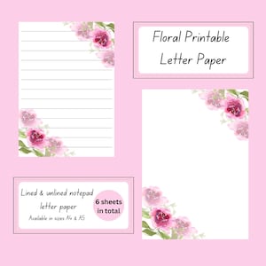 Rose-themed Printable Stationery Floral Writing Gift for Mum Flower ...