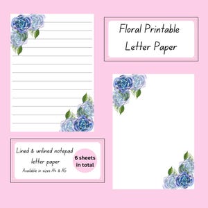 Rose-themed Printable Stationery Floral Writing Gift for Mum Flower ...