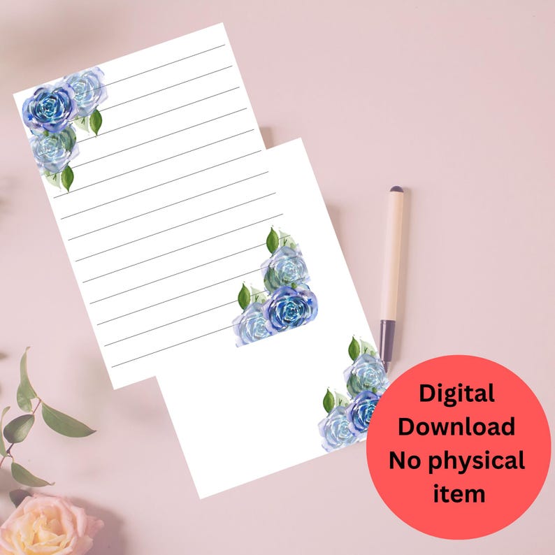 Rose-themed Printable Stationery Floral Writing Gift for Mum Flower ...