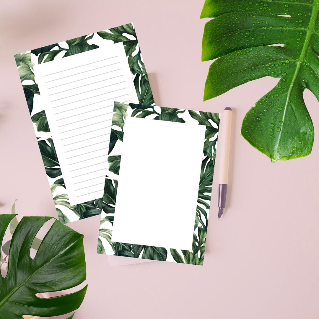 Tropical Leaves Printable Stationery, Writing Gift for Botanical Lover ...