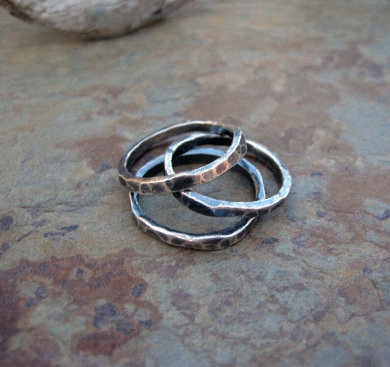 Pure Silver Fused Rings for Stacking Handmade Fine Silver - Etsy