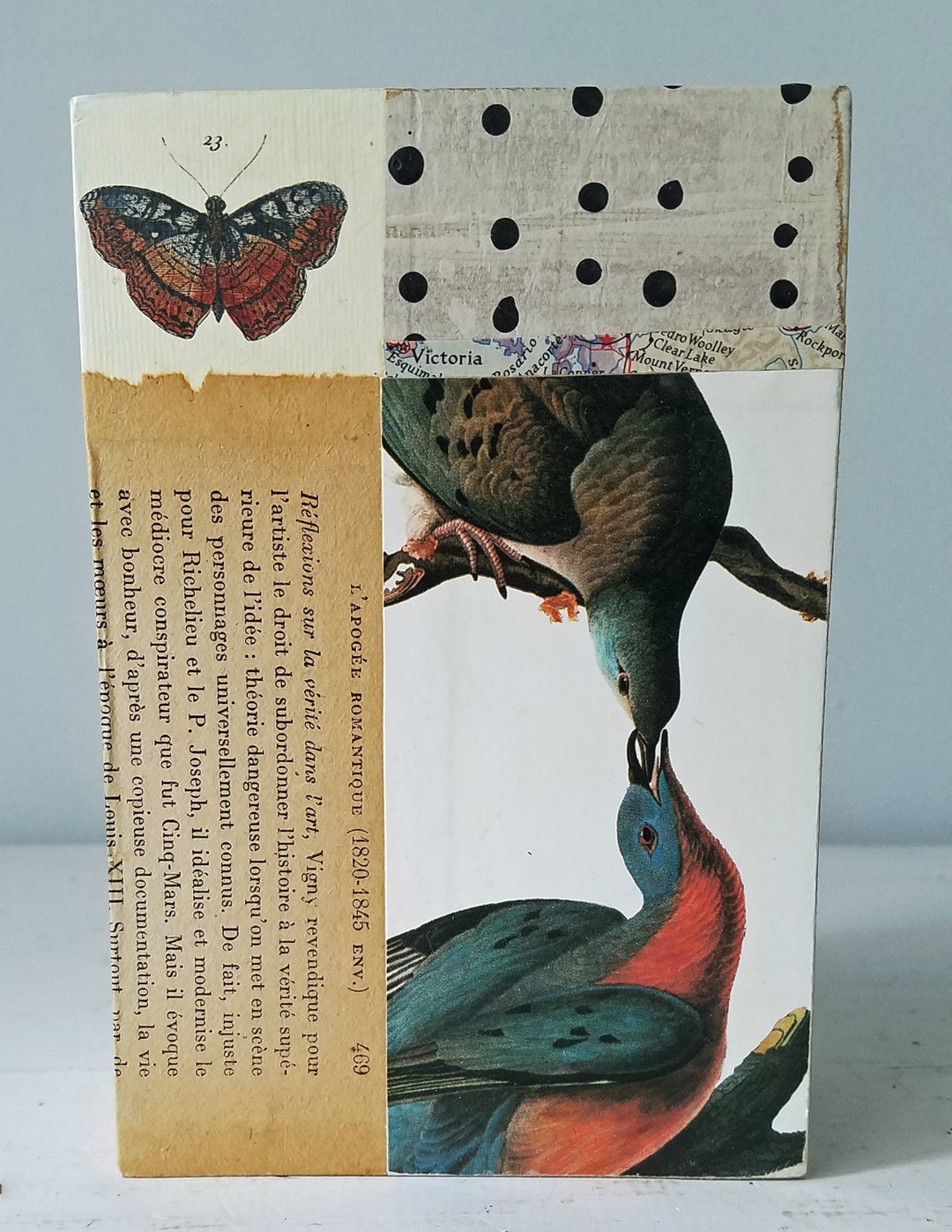 Original Art Collage 3D Collage Block Audubon Bird 1 - Etsy