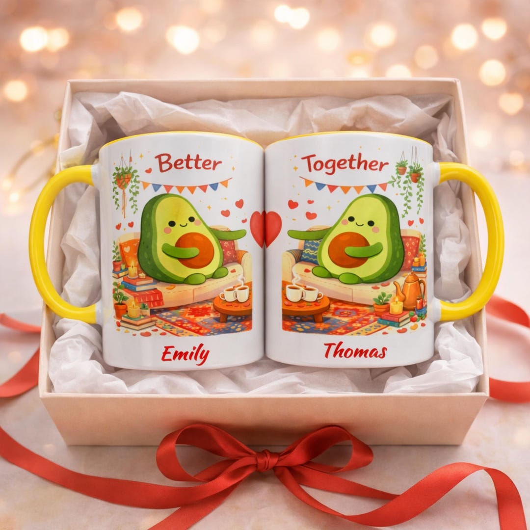Personalized Avocado Couple Mug Set, Better Together Coffee Mugs ...