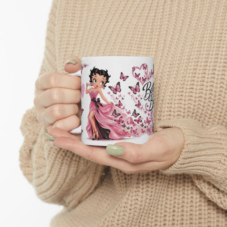 Personalized Betty Boop Mug, Custom Name Cup, Pink Butterfly Heart Gift ...