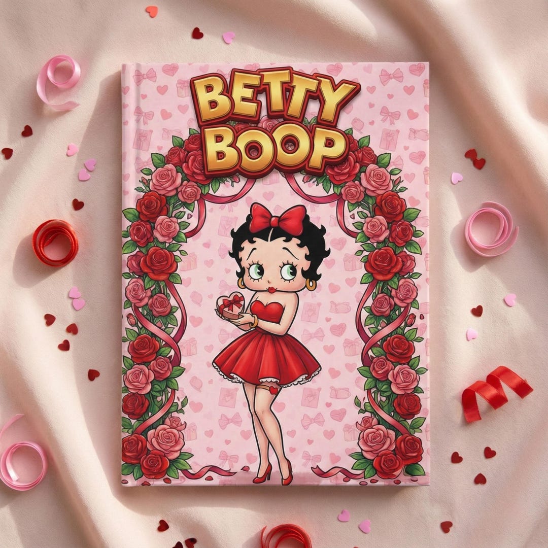 Custom Betty Boop Valentine Hardcover Notebook, Personalized Names ...