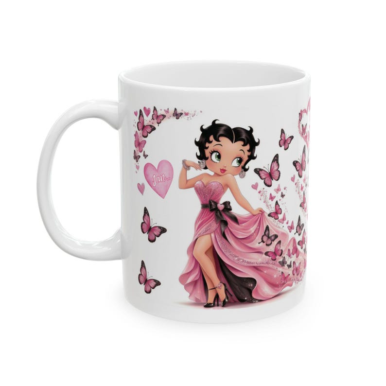 Personalized Betty Boop Mug, Custom Name Cup, Pink Butterfly Heart Gift ...