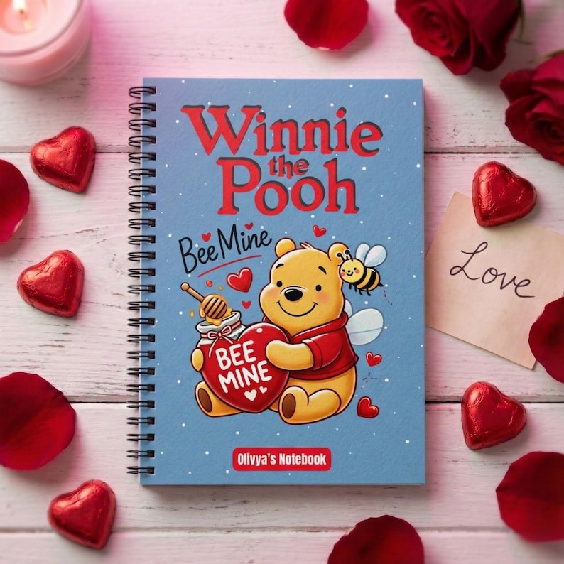 Custom Winnie the Pooh Spiral Notebook, Personalized Name Journal ...