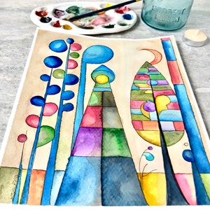 Abstract Watercolor Painting, Not A Print, Hand Painted Original, Ink ...