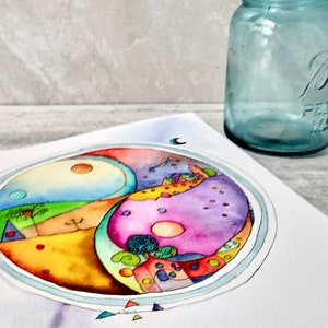 Yin Yang Watercolor Painting, Not A Print, Hand Painted Original ...