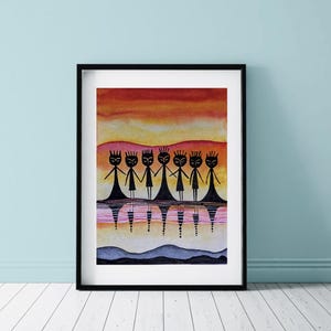 Water Ritual Watercolor Painting, Not A Print, Angry Women, Hand ...