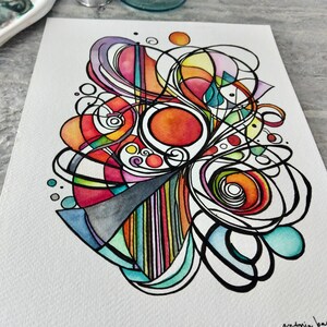 Circles and Loops Watercolor Painting, Not A Print, Circles Hand ...