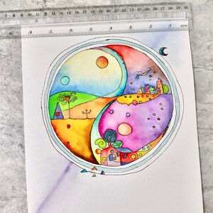 Yin Yang Watercolor Painting, Not A Print, Hand Painted Original ...