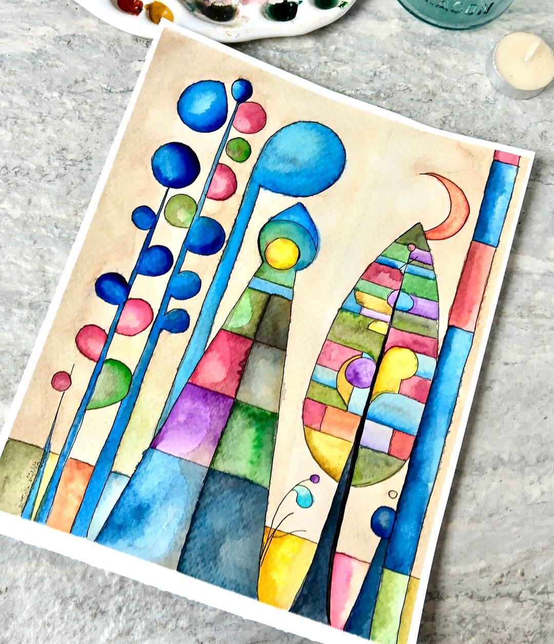 Abstract Watercolor Painting, Not A Print, Hand Painted Original, Ink ...