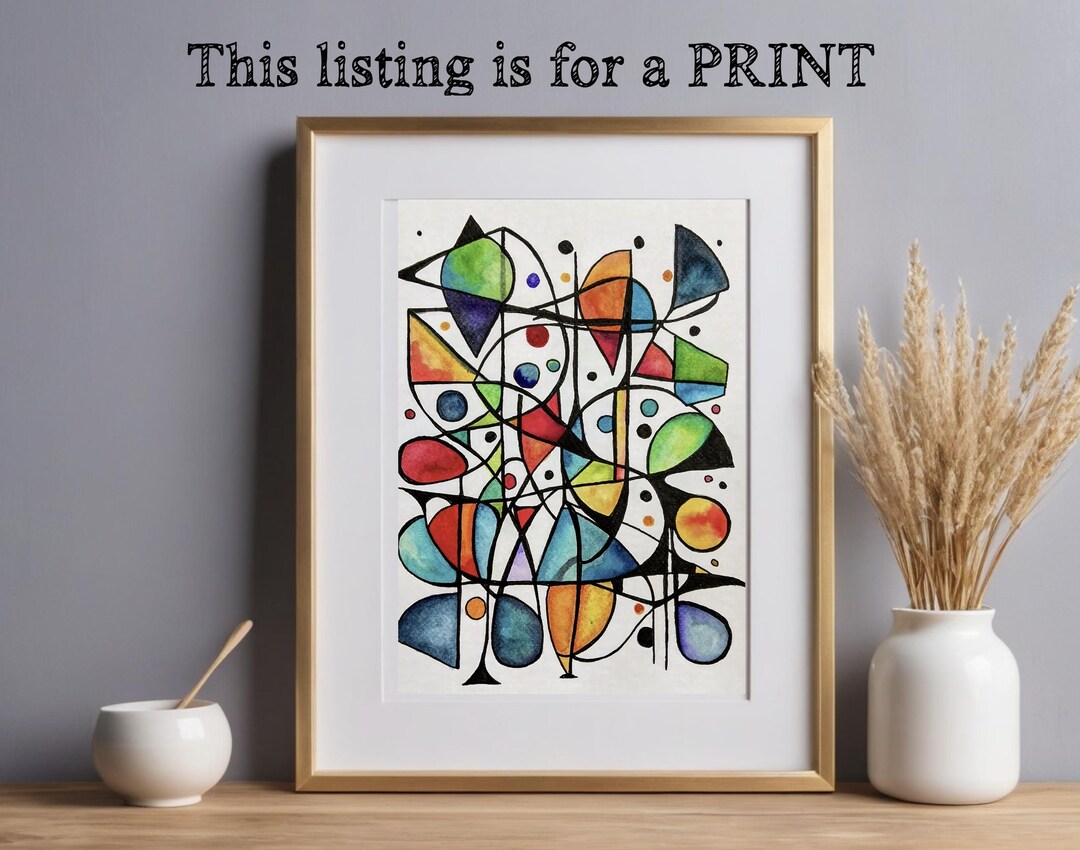 Print of Abstract Original Watercolor, Wild Grid, Print of Ink and Wash ...