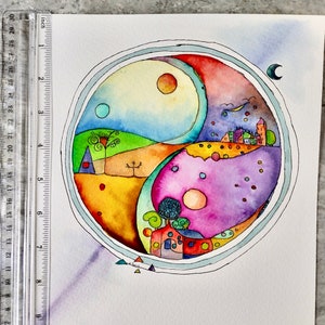 Yin Yang Watercolor Painting, Not A Print, Hand Painted Original ...