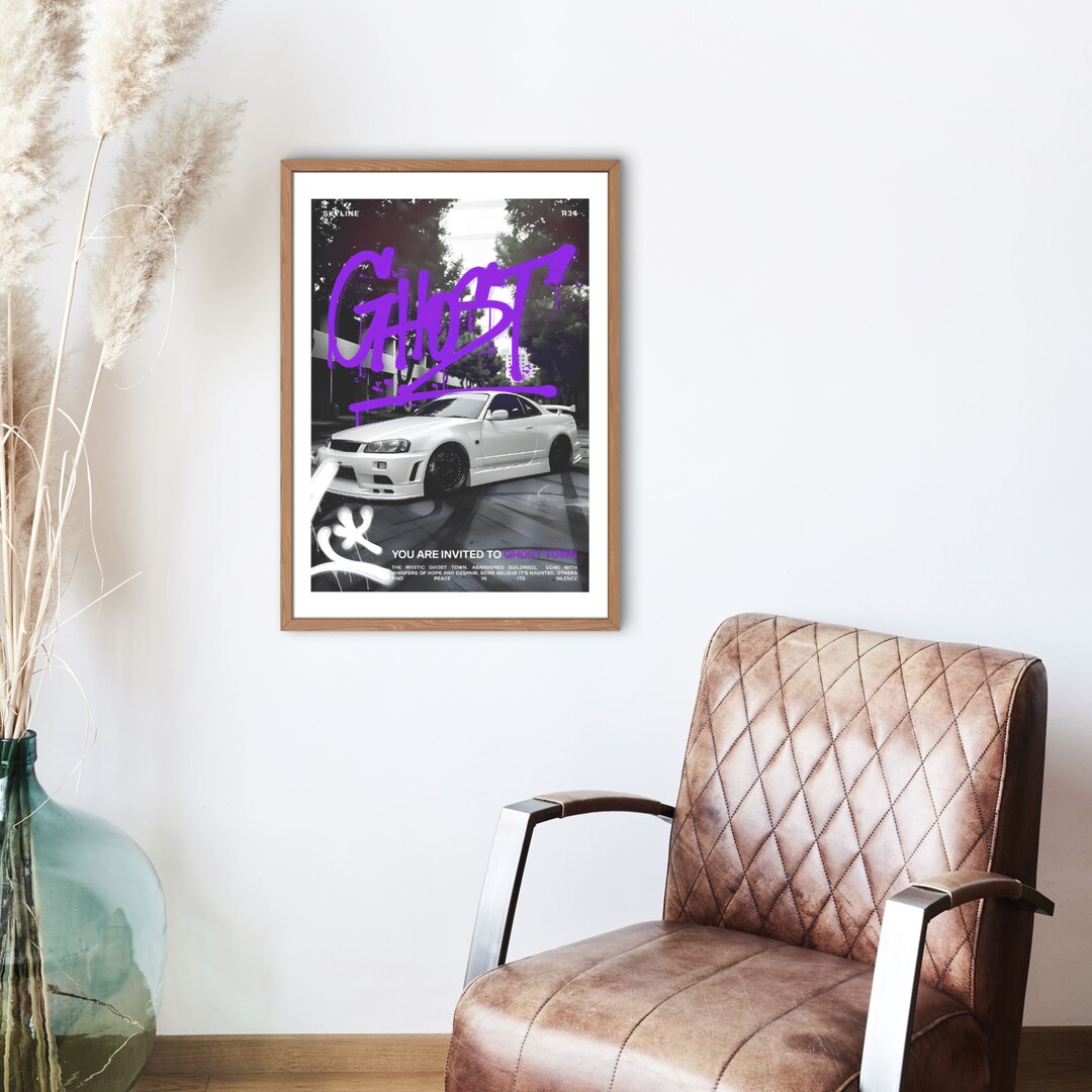 Nissan Skyline GT-R R34 Poster, Car Poster, Hyper Car Poster, Ghost ...