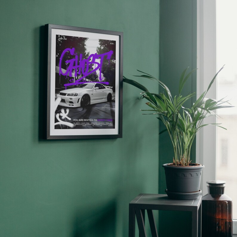 Nissan Skyline GT-R R34 Poster, Car Poster, Hyper Car Poster, Ghost ...