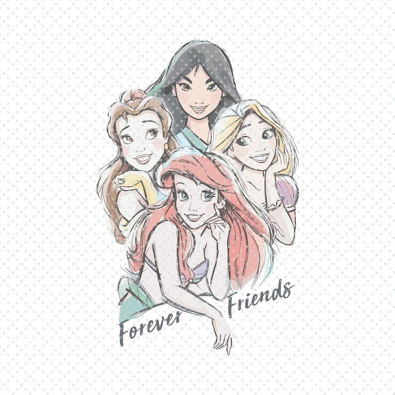 Princess Forever Friends, Watercolor Princess Png Bundle, Princess Png ...