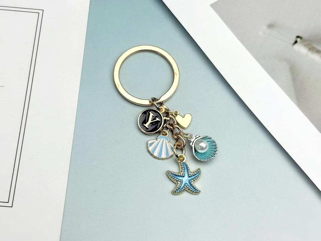 Personalized Ocean Keychain With Starfish, Shell and Pearl Charm ...