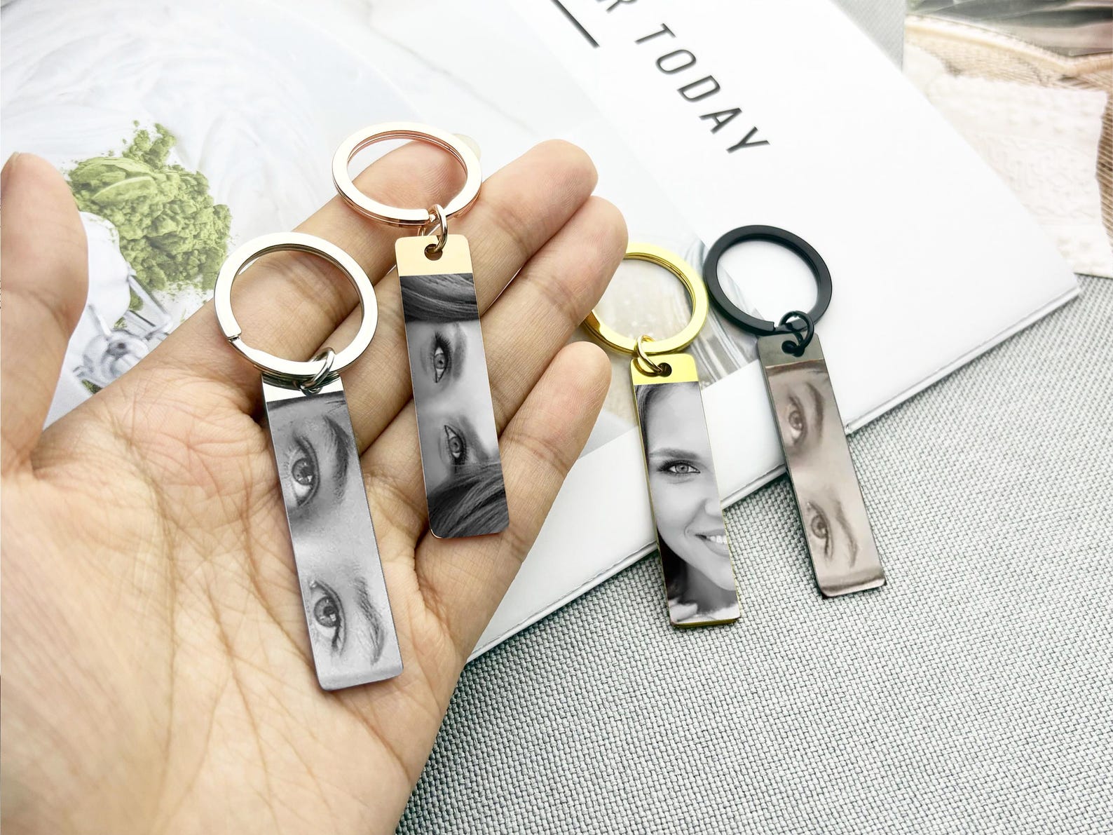 Custom Eyes Photo Keychain, Personalized Human Eyes Keychain ...