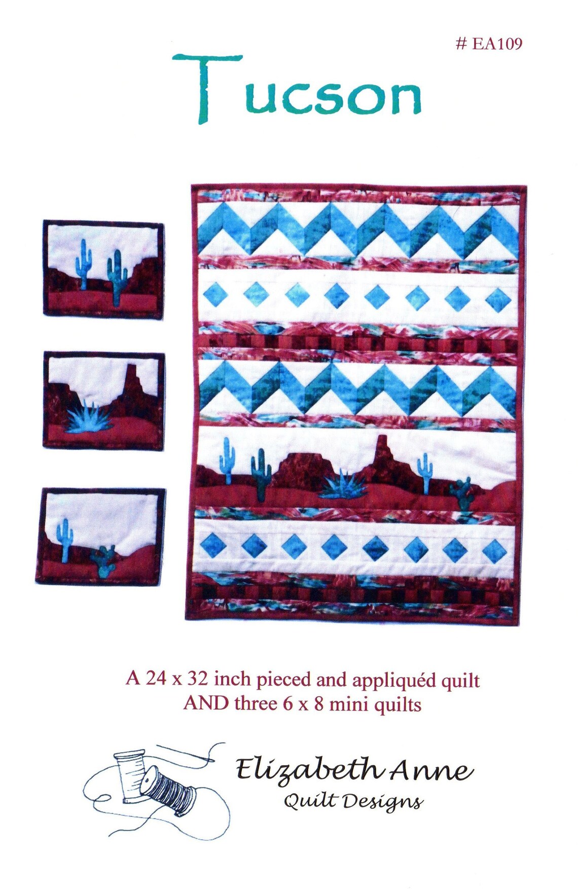 Tucson Quilt Pattern-- Makes a Wallhanging and 3 Mini Quilts-- Pieced ...