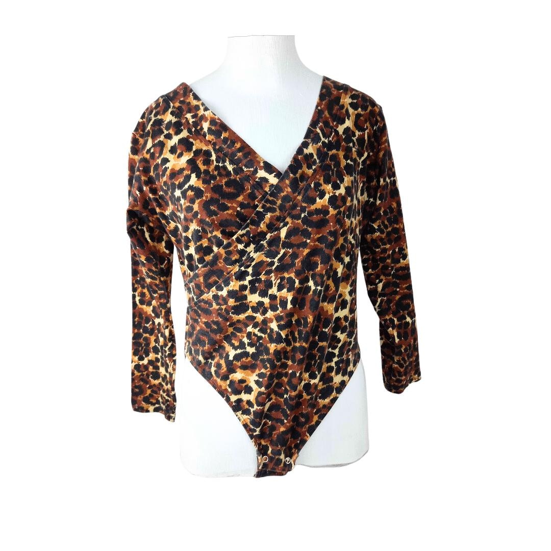 Wrap Animal Print Longsleeve Bodysuit - Xl - Etsy