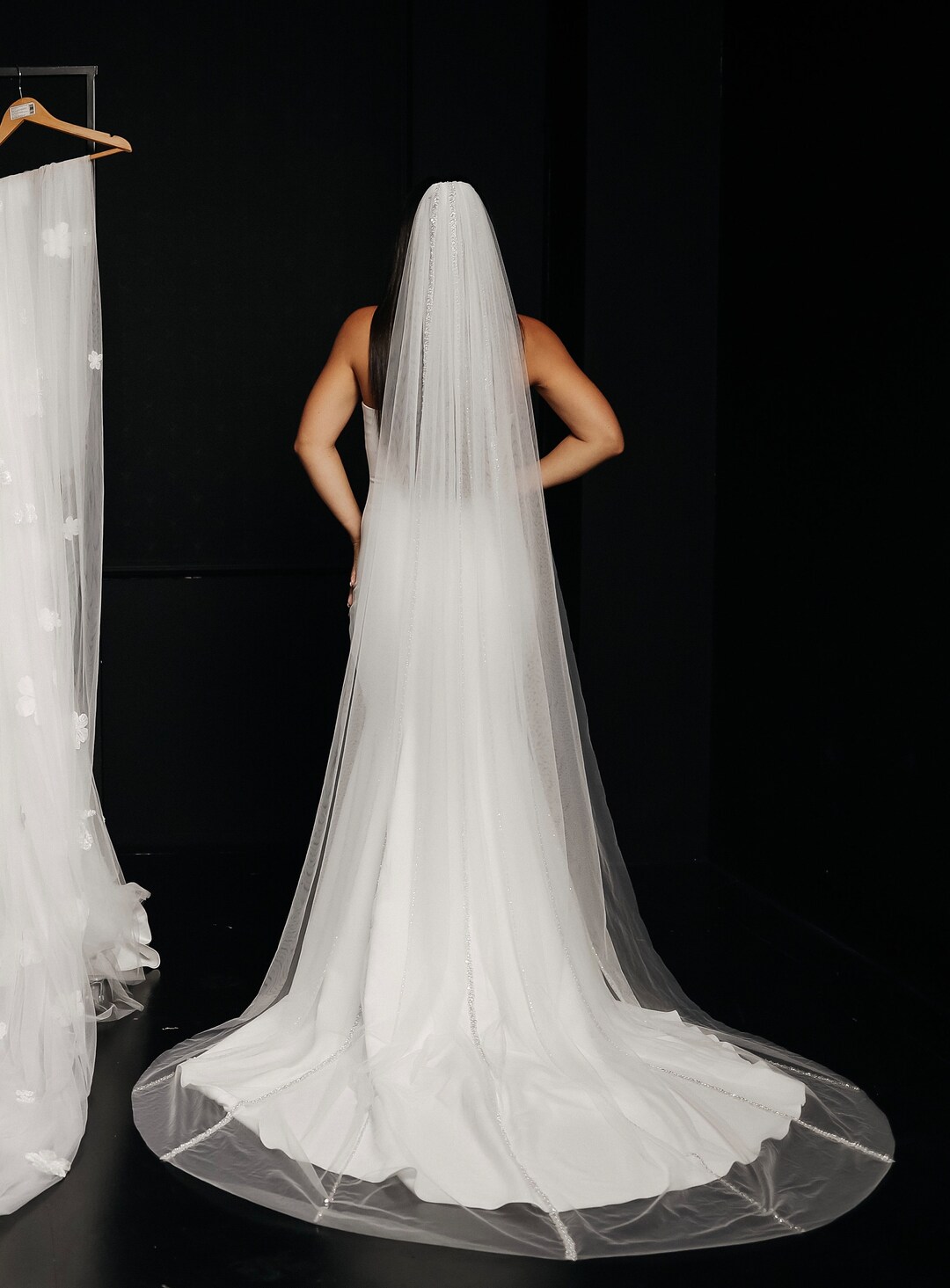 Silver Beads Veil, Crystals Wedding Veil, 1 Layer Crystals Veil, Veil ...