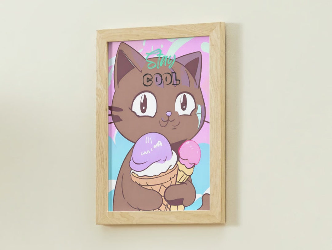 Cool Cat! Animated Anime Digital Print | Downloadable Print | Retro ...