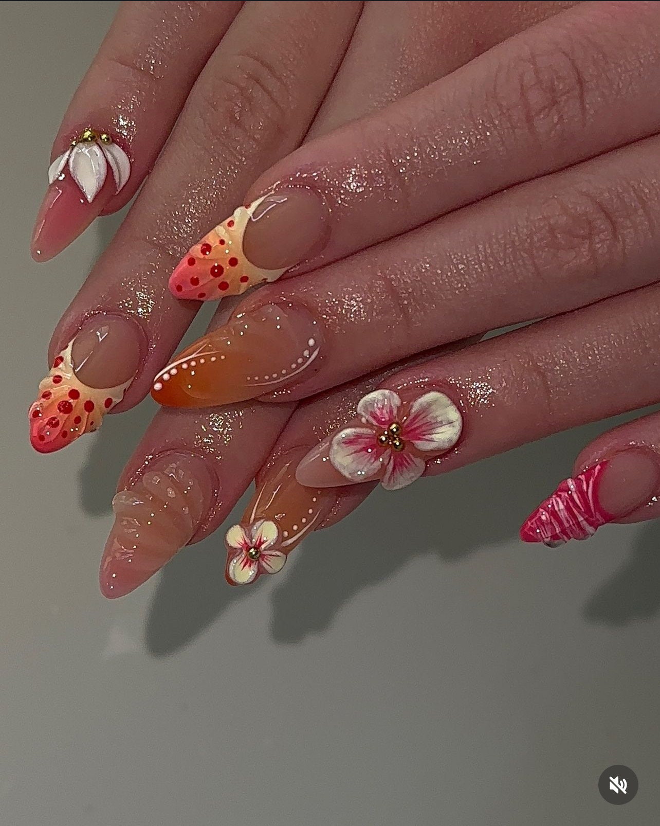 Summer Shades With 3D Flower Nails/ Presson Nails/ Birthday Nails ...