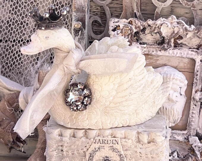 Dollhouse Swan , Miniature Shabby Chic Swan Statue, Artisan Miniature ...