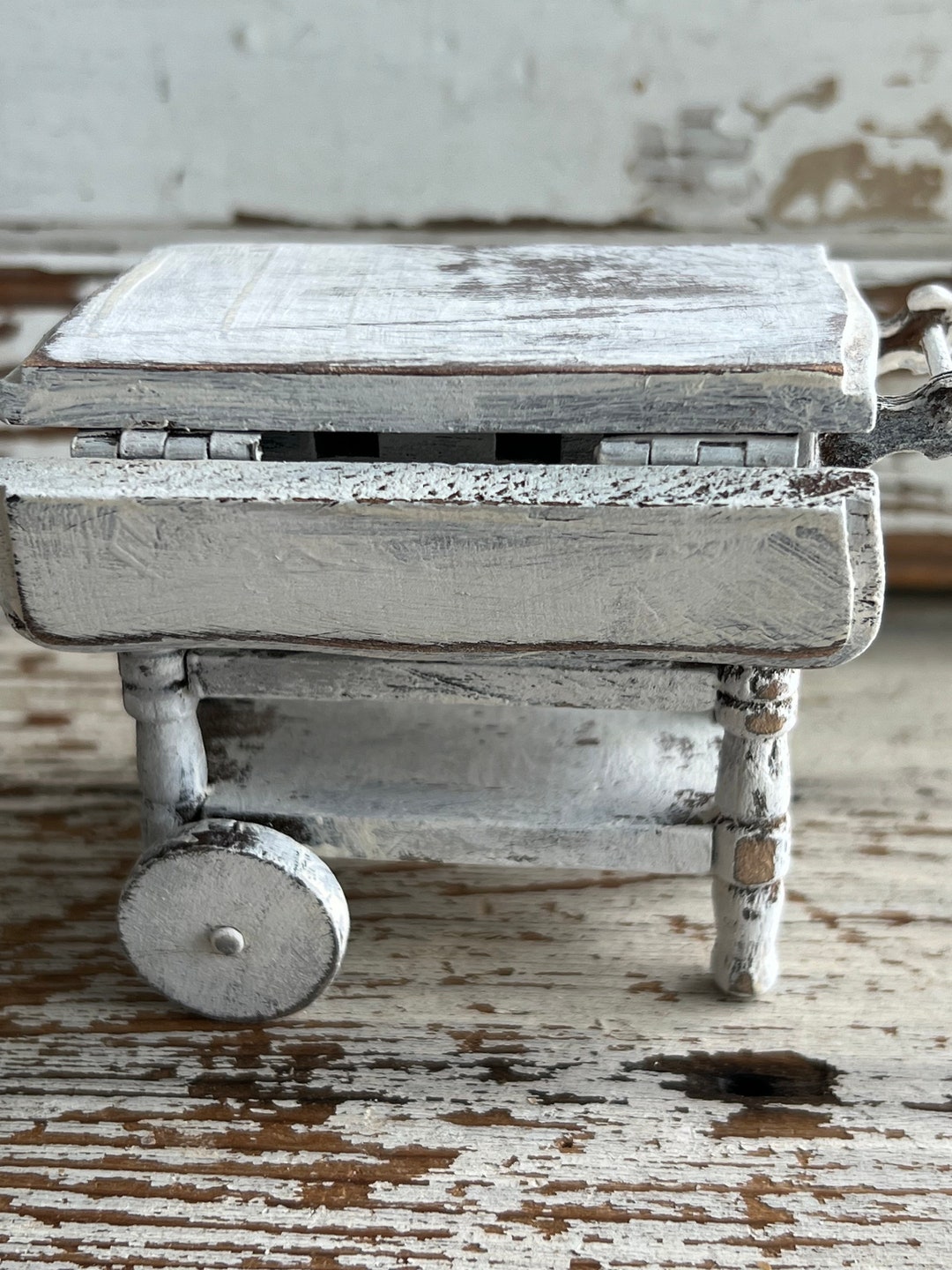 Dollhouse Tea Cart , Shabby Chic Cart , Miniature Cart, Mini Living ...