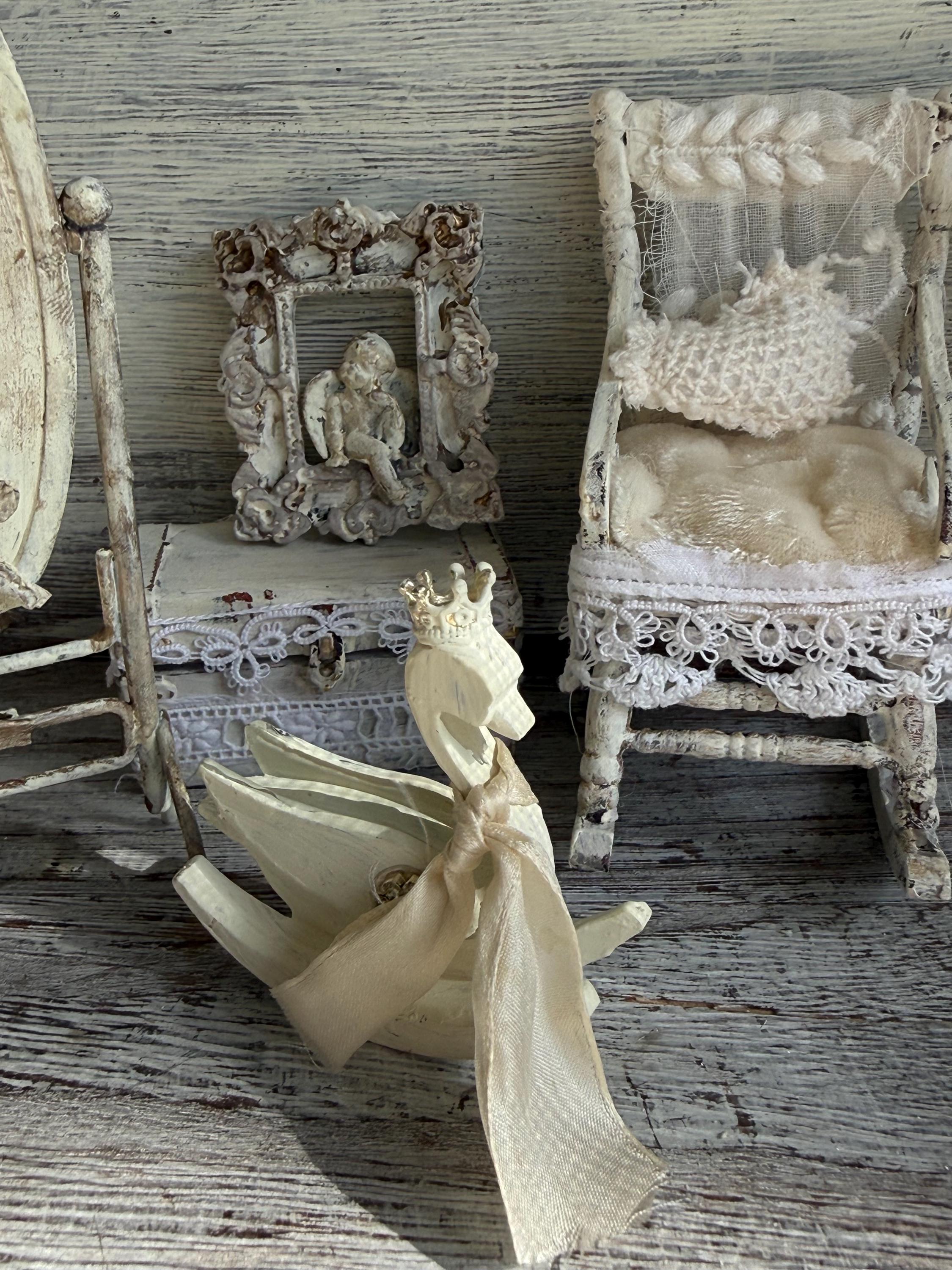 Crowned Swan Rocking Toy – Vintage Dollhouse Miniature Swan | French ...