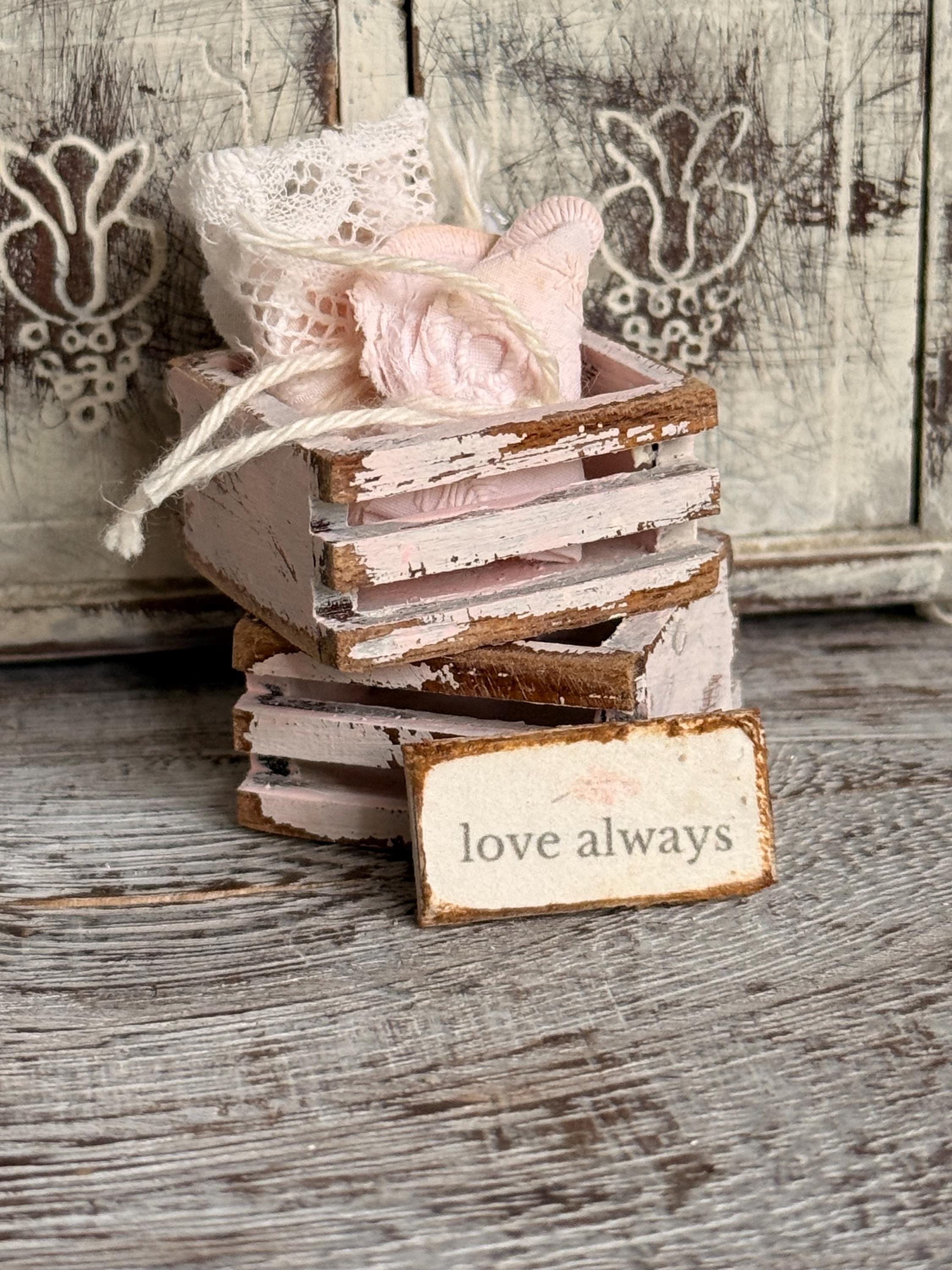Blush Mini Wooden Crate | French Cottage Dollhouse Storage | Shabby ...