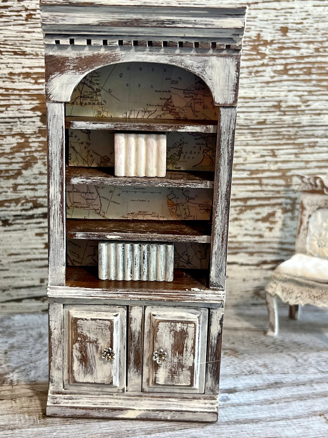 Dollhouse Hutch , Dollhouse Miniature Furniture, Dollhouse Bookcase ...