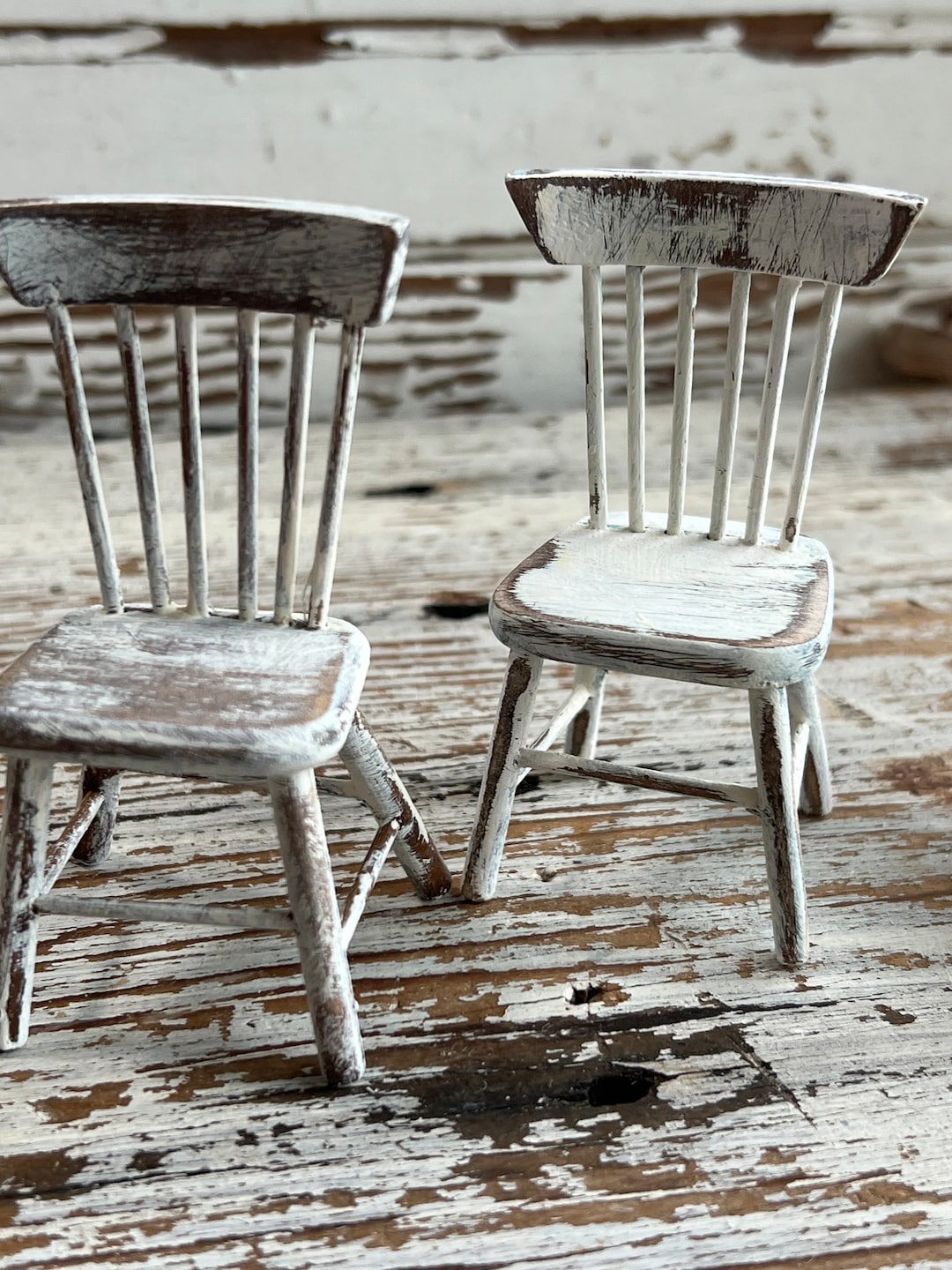 Wooden Dollhouse Chairs Set of 2 , Miniature Chair, Vintage Dollhouse ...