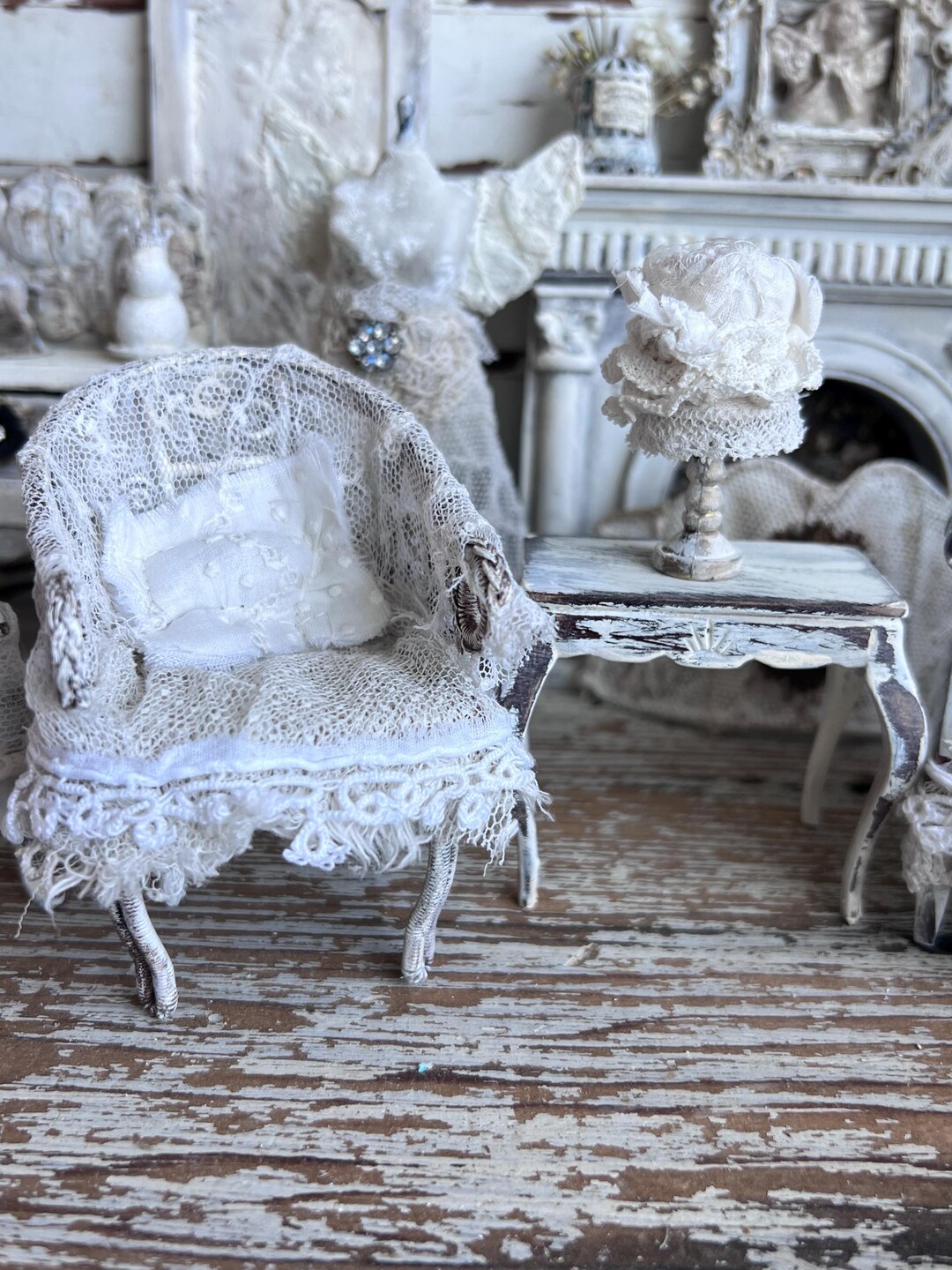 Miniature Side Table, Dollhouse End Table, Farmhouse Dollhouse ...