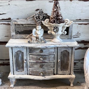 Vintage French Country Miniature Hutch for Dollhouse Display, 1:12 ...