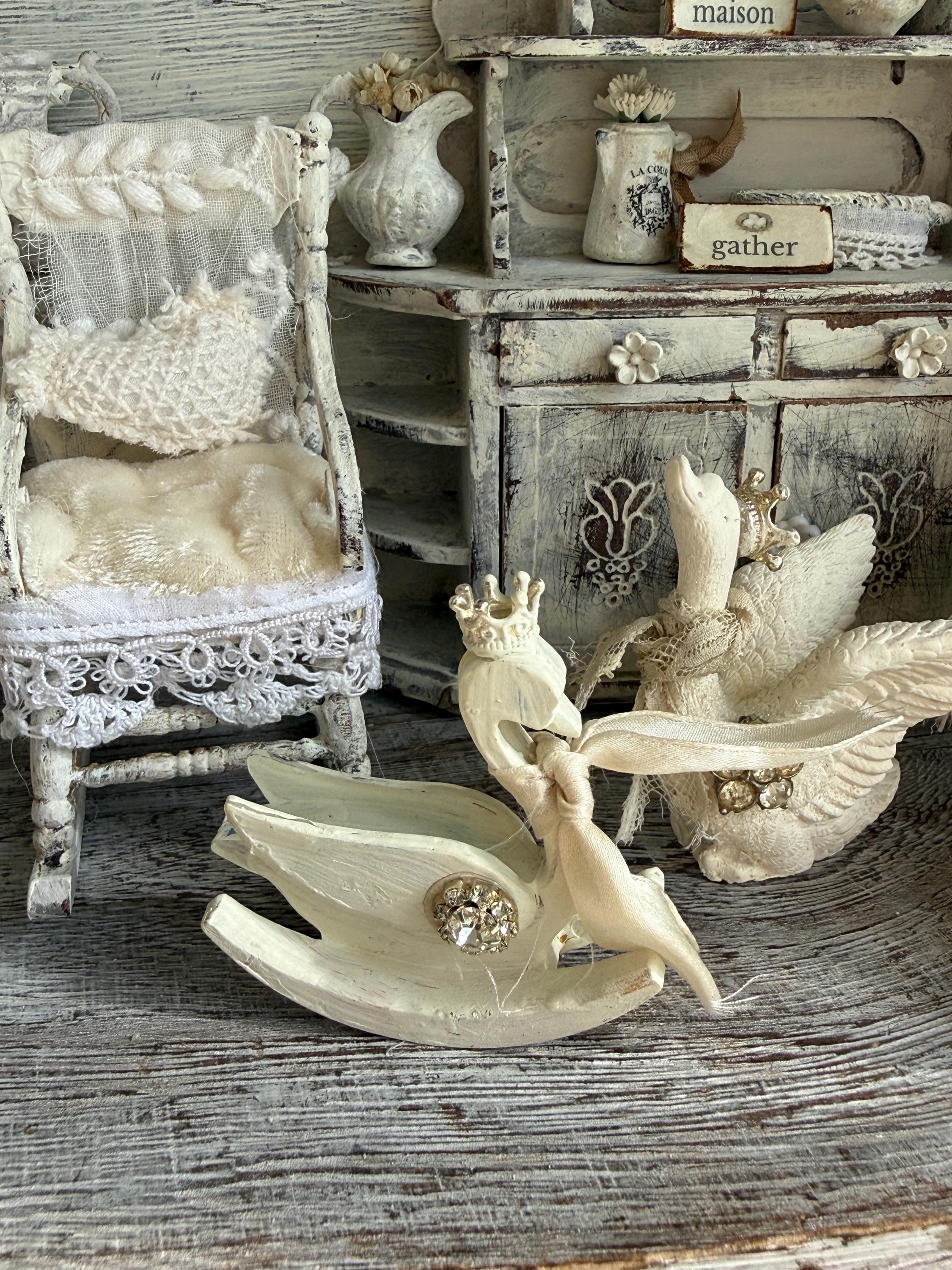 Crowned Swan Rocking Toy – Vintage Dollhouse Miniature Swan | French ...