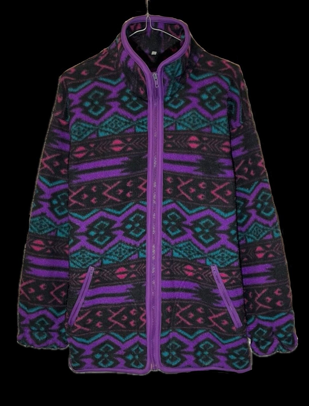 Vintage Aztec Fleece Jacket Retro 90s 80s Cozy - Etsy