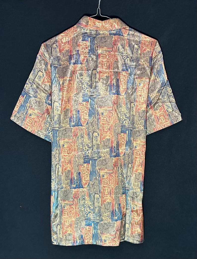 Thai Silk Shirt Buttons up Retro Pattern Print Abstract - Etsy