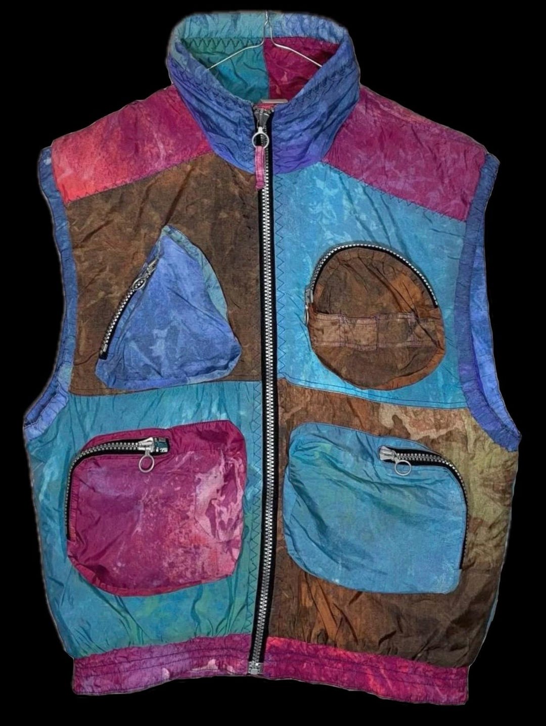 90s Rodeo Vintage Vest Multicolor Windbreaker Retro Multipocket - Etsy