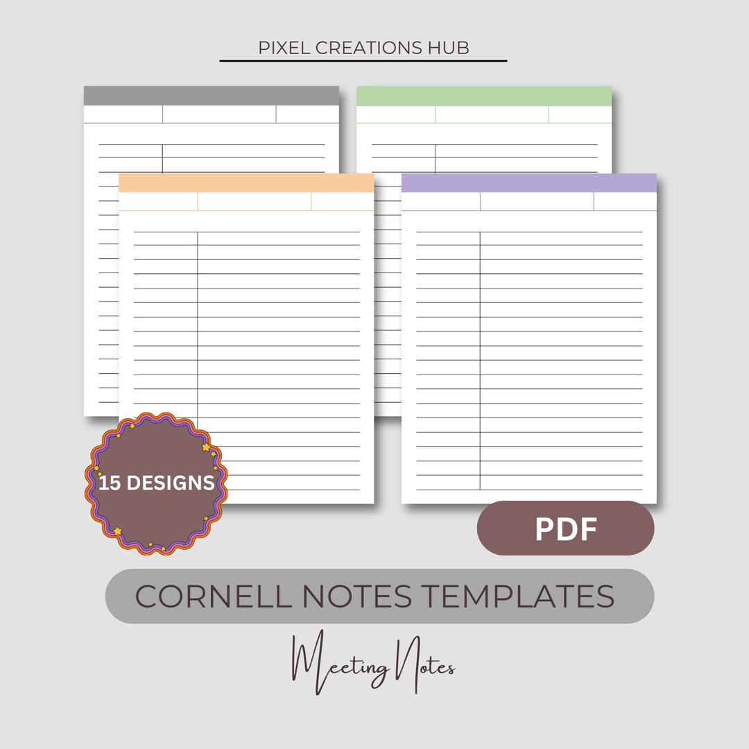 Cornell Note Taking Templates, Meeting Notes Templates, Dotted Notes ...